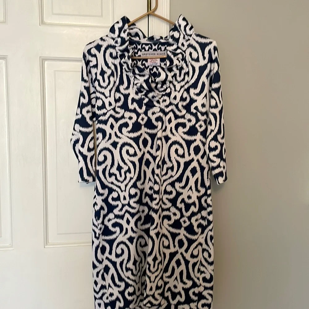 Gretchen Scott Designs | Dresses | Gretchen Scott Blue And White Ruffle ...